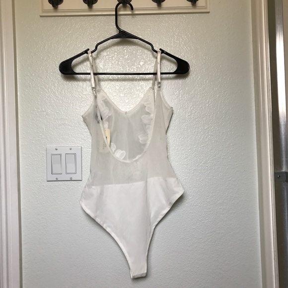 Tops | White Mesh Bodysuit | Poshmark